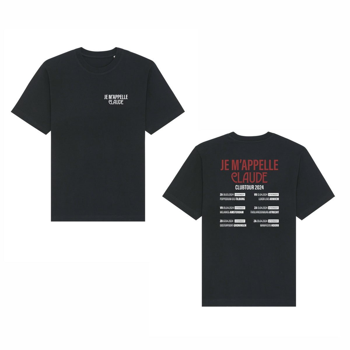 CLAUDE | Clubtour 2024 T-shirt Zwart – M&E